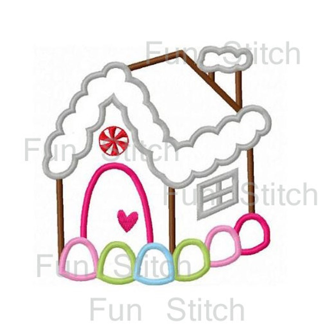 Christmas Gingerbread House Applique Machine Embroidery Design - Etsy