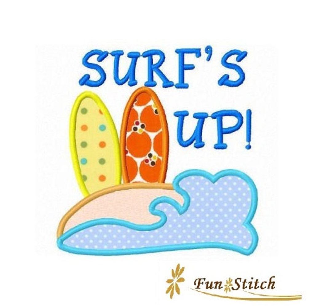 Surf's up Applique Summer Machine Embroidery Design Instant Download - Etsy