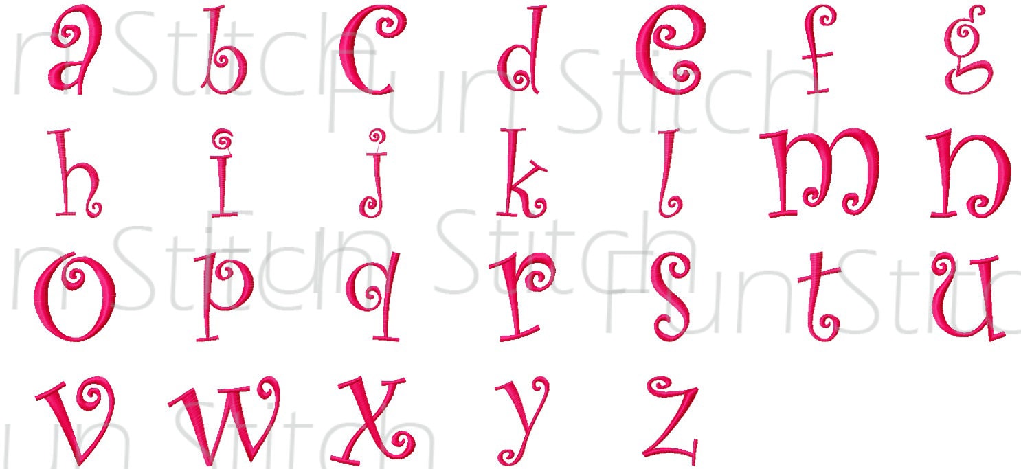 Curly Font Letters Machine Embroidery Designs 3 Sizes | Etsy