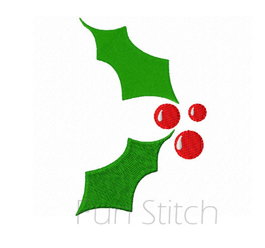 Christmas Holly Machine Embroidery Design Digital Pattern - Etsy