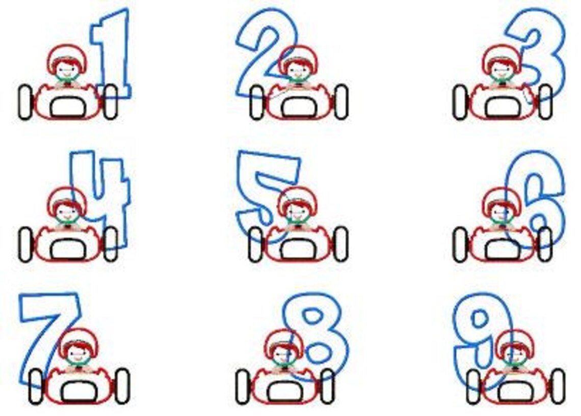 Race Car Boy Birthday Applique Numbers Machine Embroidery Design - Etsy