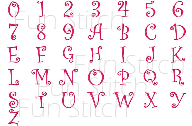 Curly Font Letters Machine Embroidery Designs 3 Sizes - Etsy