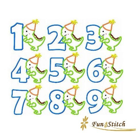 Dino Dinosaur Birthday Applique Numbers Machine Embroidery - Etsy