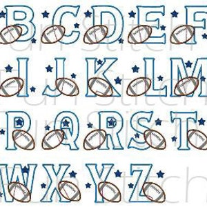 Football Sports Applique Font Letters Machine Embroidery Design - Etsy