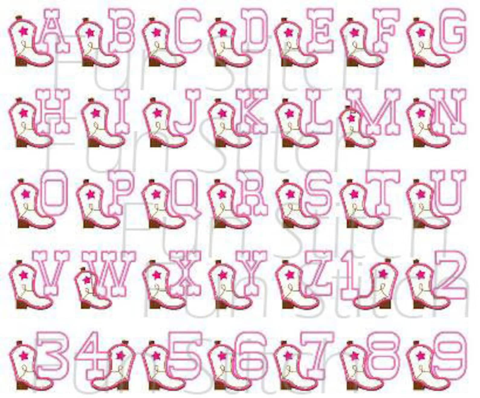 Letras de vaquero vaquera apliques fuente máquina del bordado - Etsy España