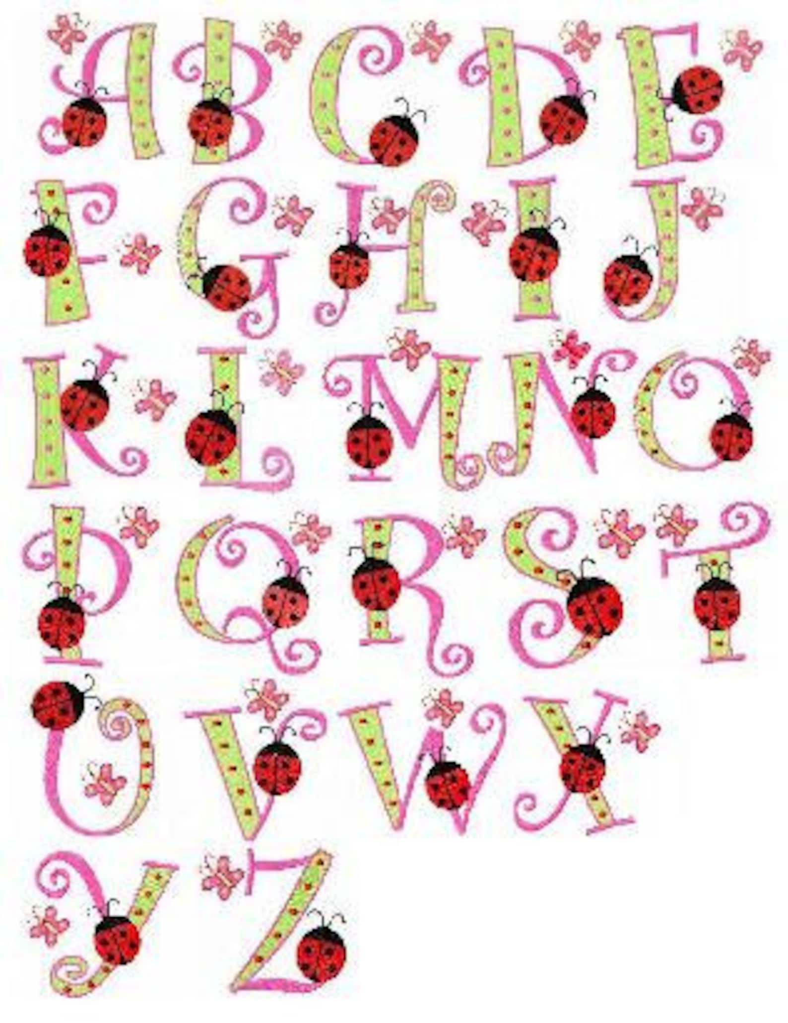26 Ladybug Butterfly Letters Font Machine Embroidery Designs Etsy