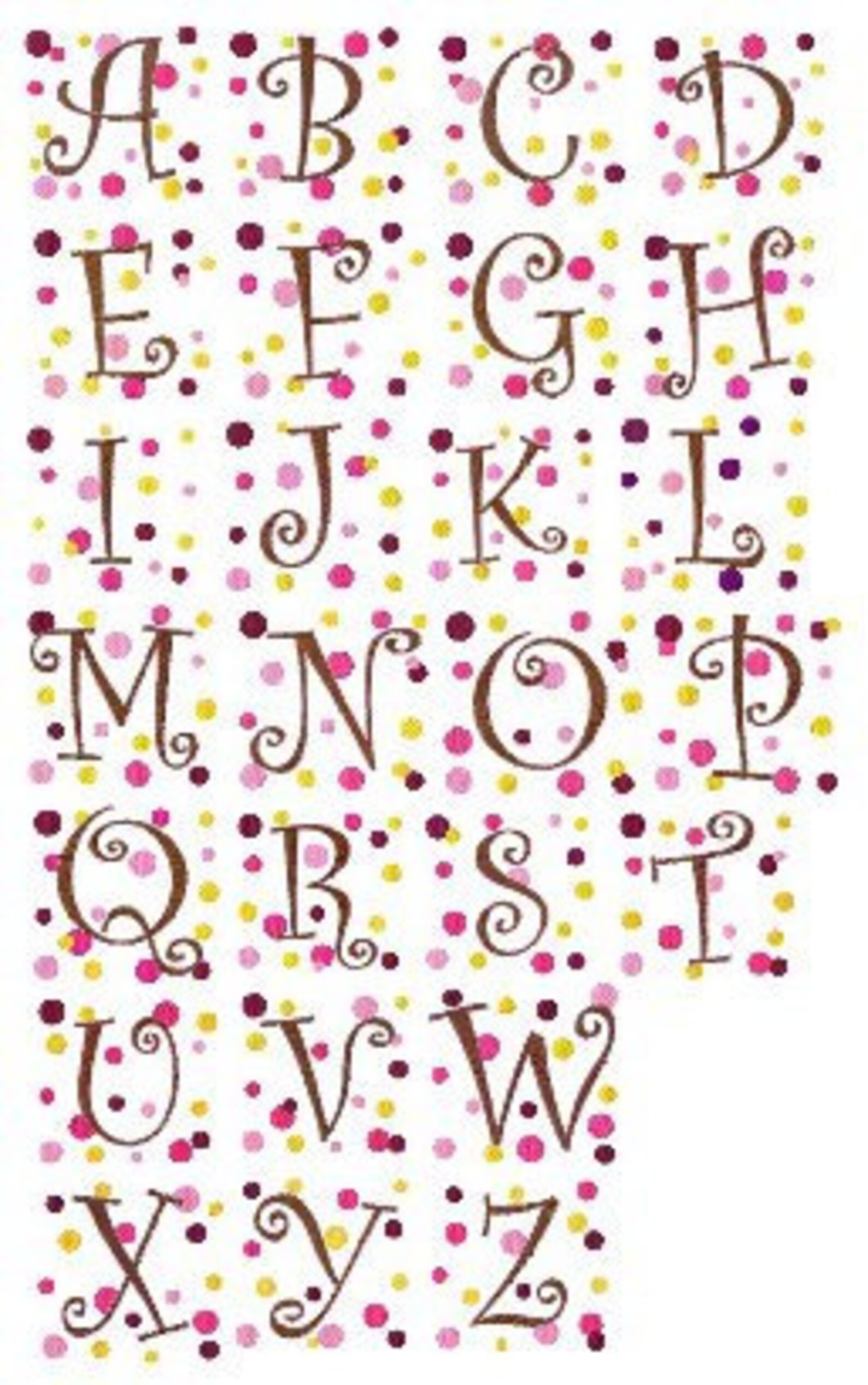 26 Dots Curly Letters Font Machine Embroidery Design Set - Etsy