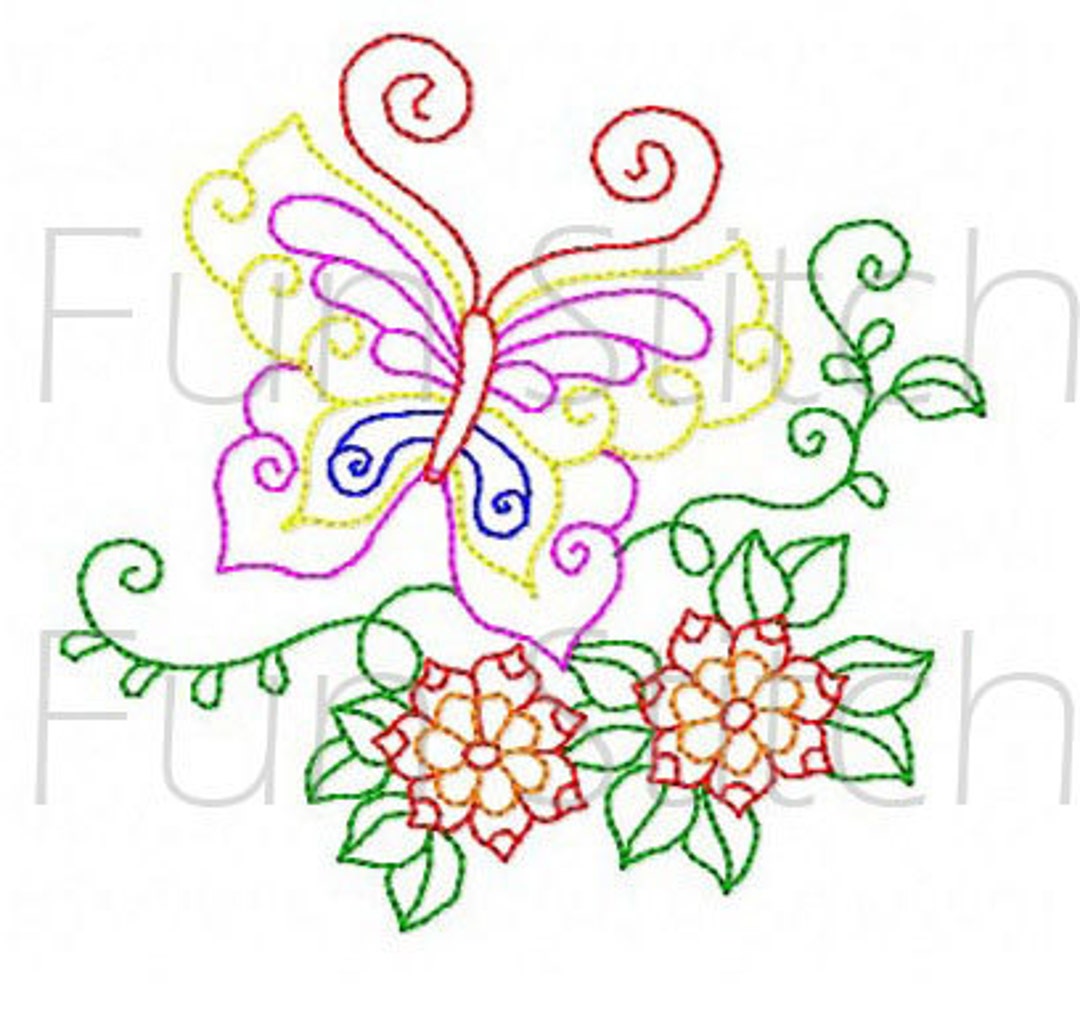 Butterfly Colorlines Machine Embroidery Design - Etsy
