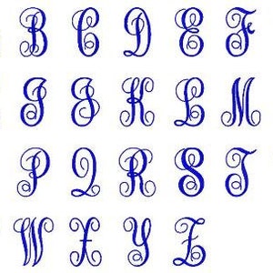Fancy Monogram Initial Letters Font Machine Embroidery Design 4 Sizes ...