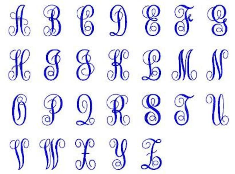 Fancy Monogram Initial Letters Font Machine Embroidery Design - Etsy