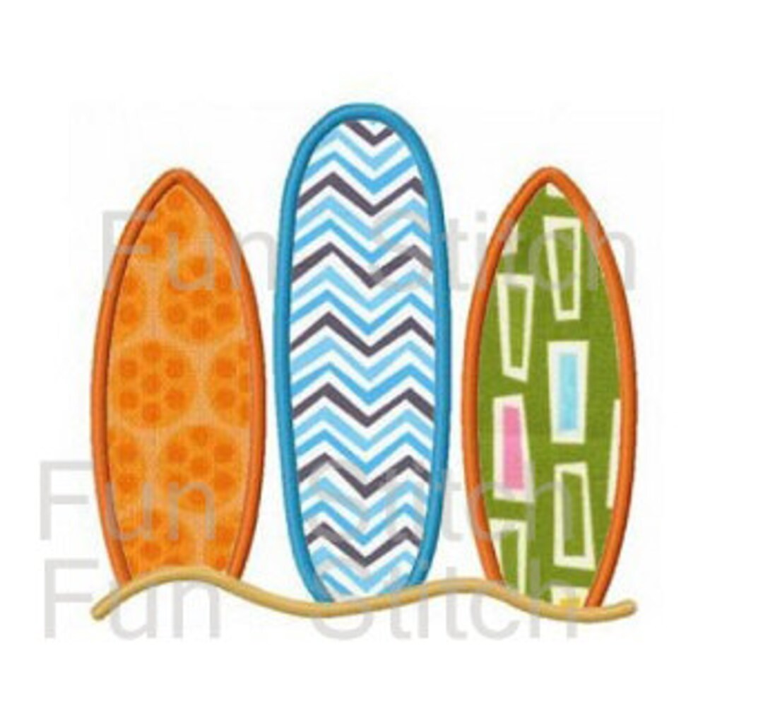 Summer Surf Surfboards Applique Machine Embroidery Design - Etsy