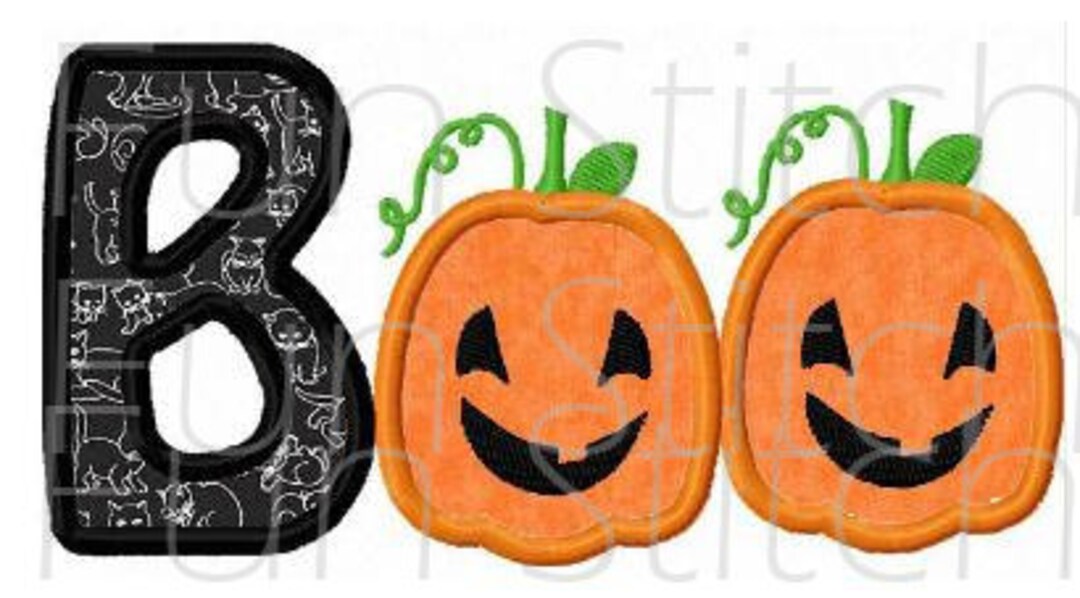 Halloween Pumpkin Boo Applique Machine Embroidery Design - Etsy