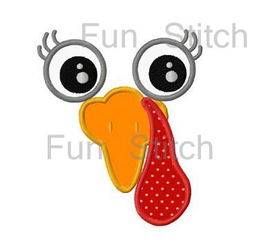 Thanksgiving Turkey Face Applique Machine Embroidery Design - Etsy