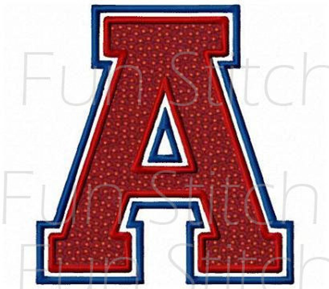Set of 26 Double Borders Varsity Applique Font Letters Machine ...