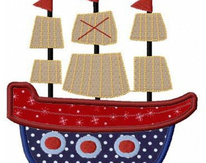 Pirate Ship Applique Machine Embroidery Design - Etsy