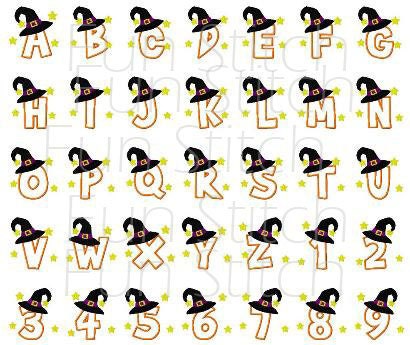 Set of Halloween Witch Hat Applique Letters Machine Embroidery - Etsy