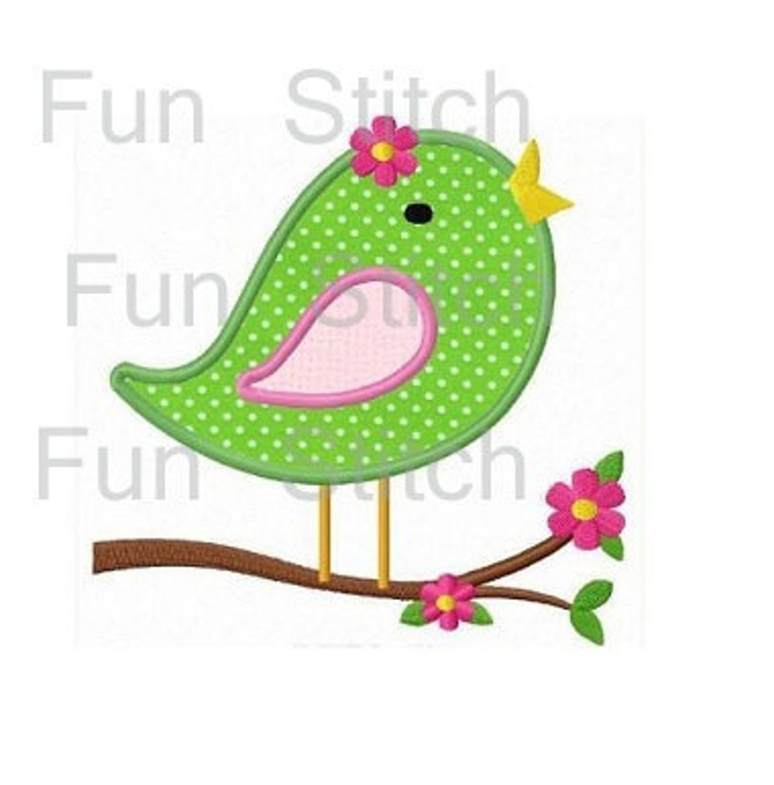 Flower Bird Applique Machine Embroidery Design Digital Pattern Instant ...