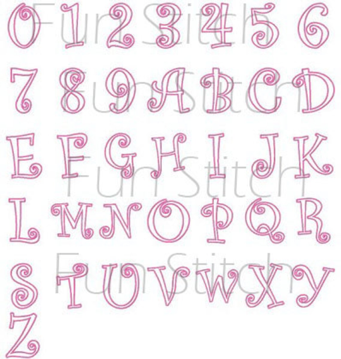 Set of Curly Applique Font Letters Machine Embroidery Design - Etsy