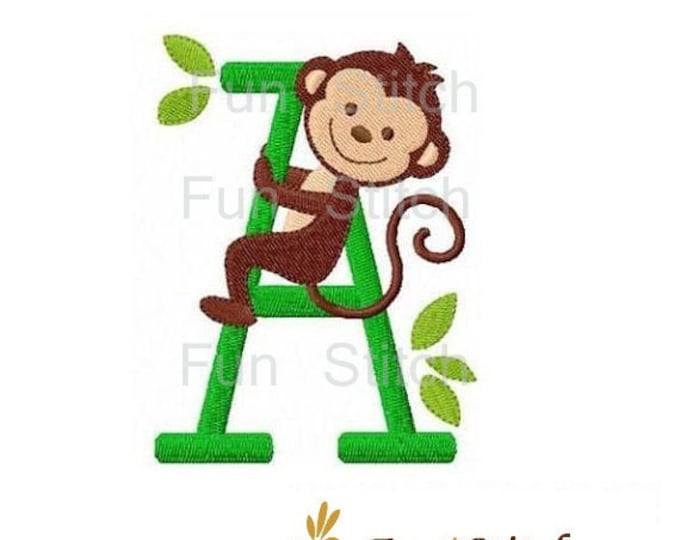 Set of 26 Monkey Letters Font Machine Embroidery Design - Etsy