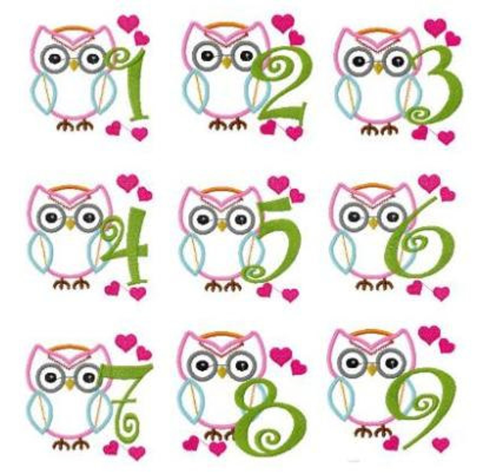 Set of 26 Owl Love Applique Font Letters Machine Embroidery | Etsy