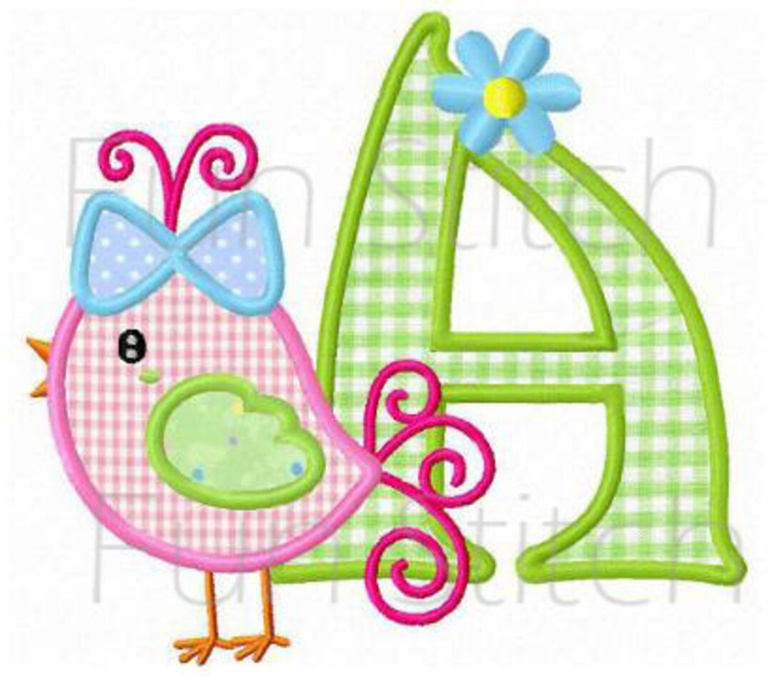Bird Applique Font Letters Machine Embroidery Design - Etsy