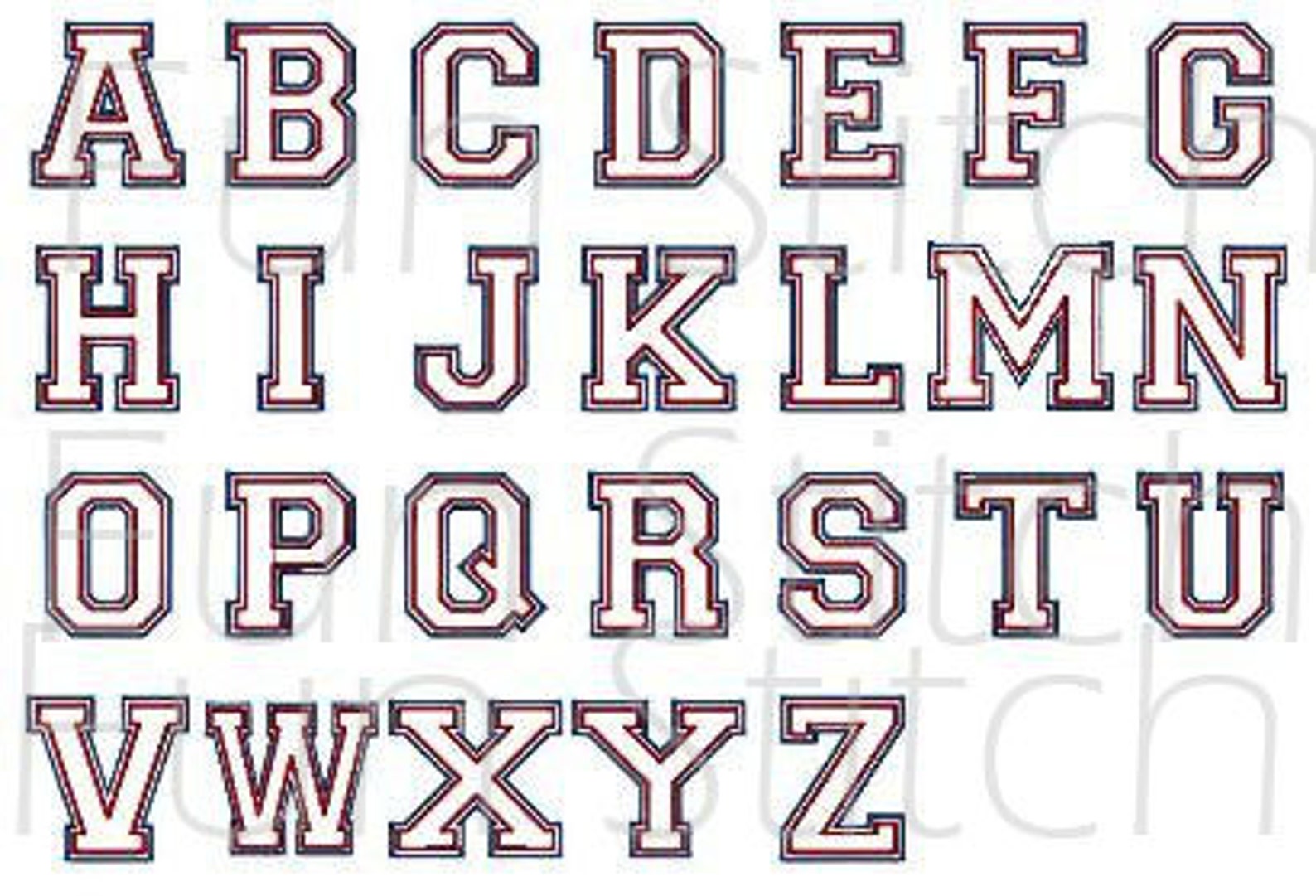 Set of 26 Double Borders Varsity Applique Font Letters Machine ...