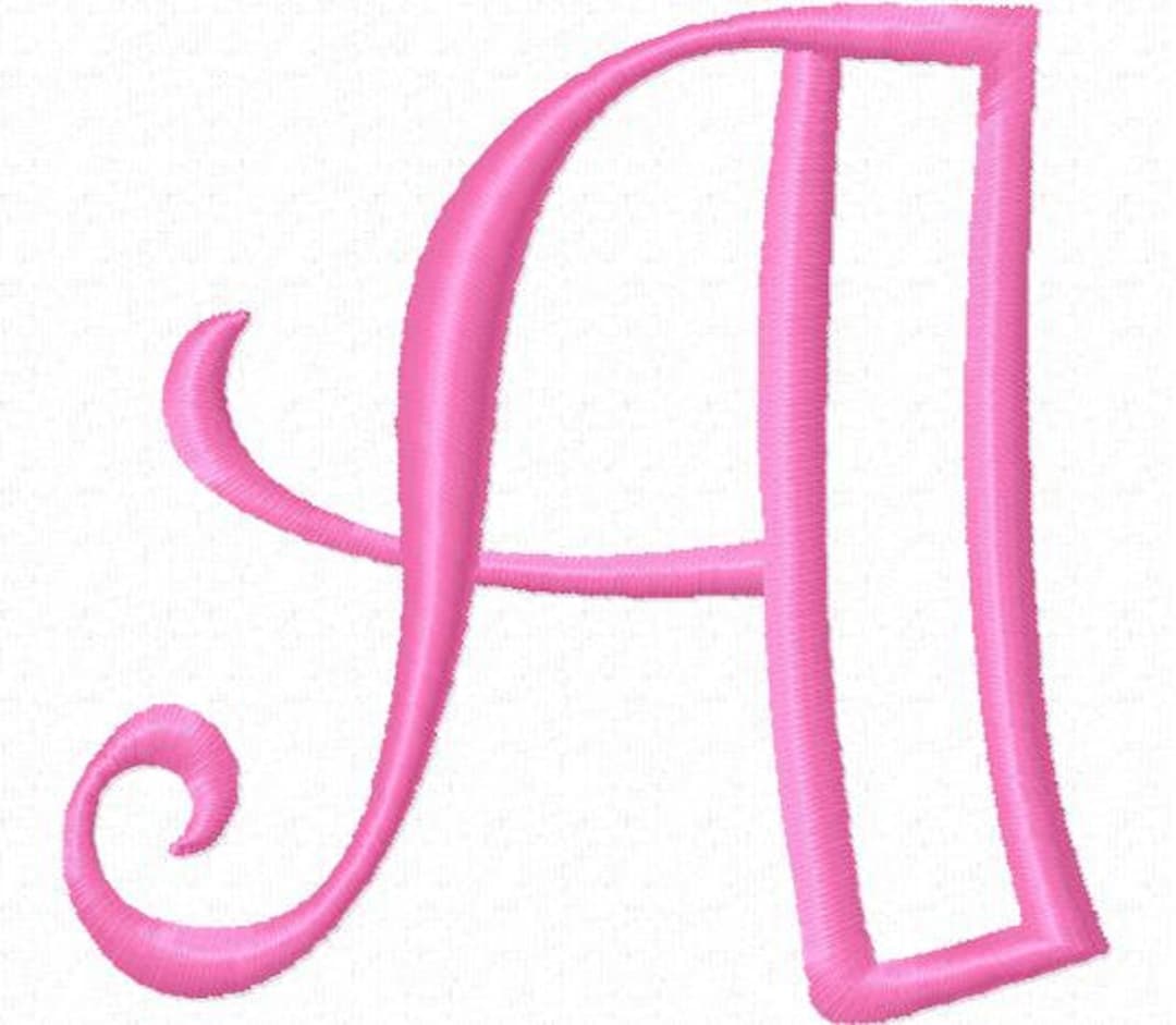 Curly Outline Font Machine Embroidery Design Digital Pattern Instant ...