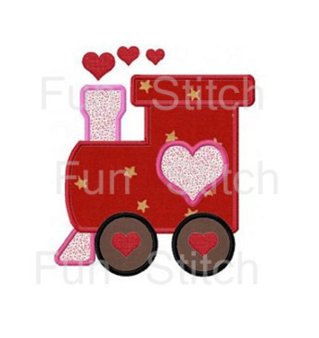 Valentine Love Train Applique Machine Embroidery Design - Etsy