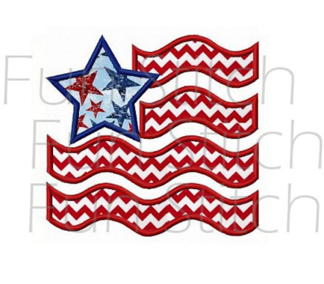 American Flag Applique Machine Embroidery Design - Etsy