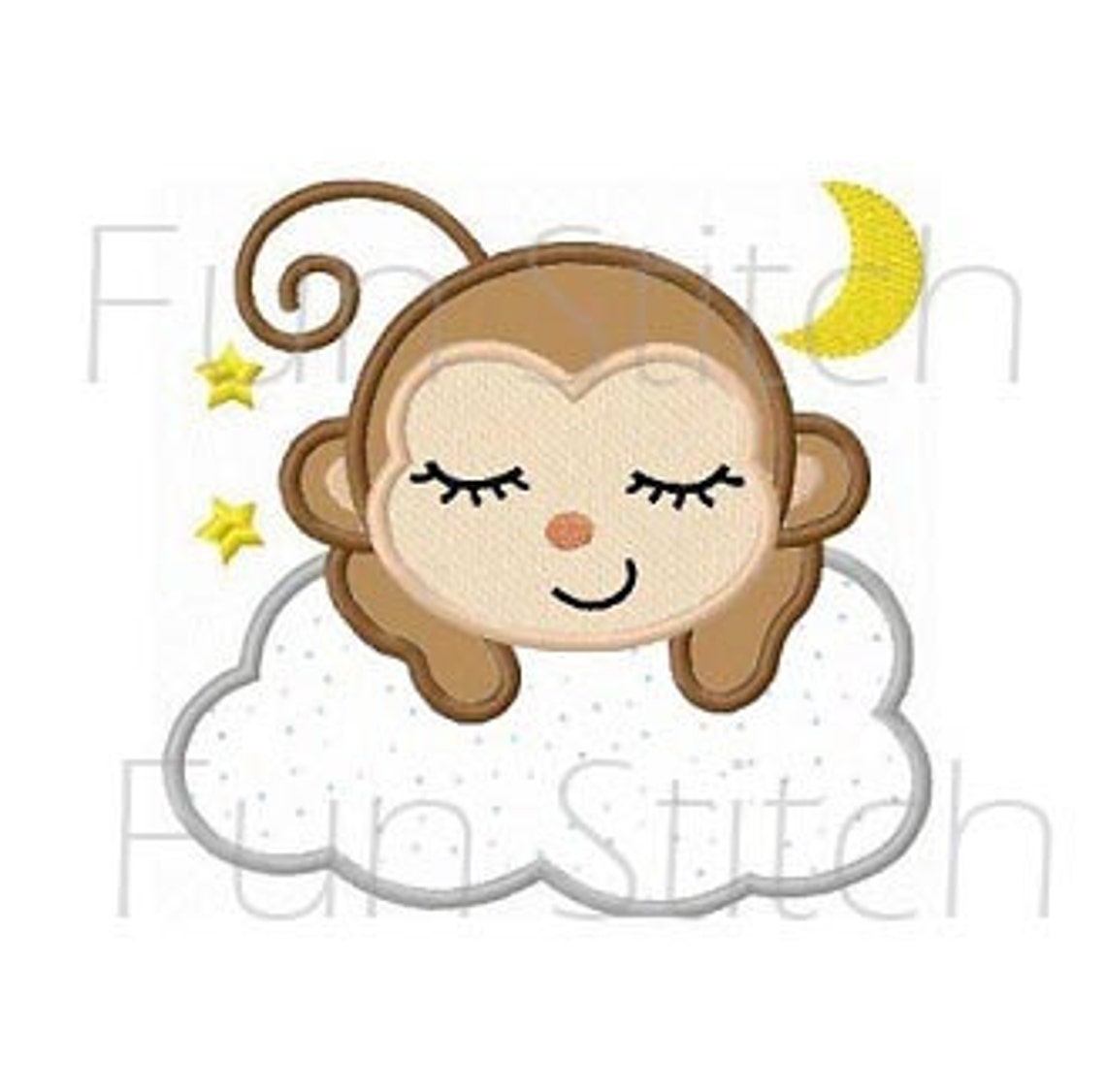 Sleeping Monkey Applique Machine Embroidery Design - Etsy