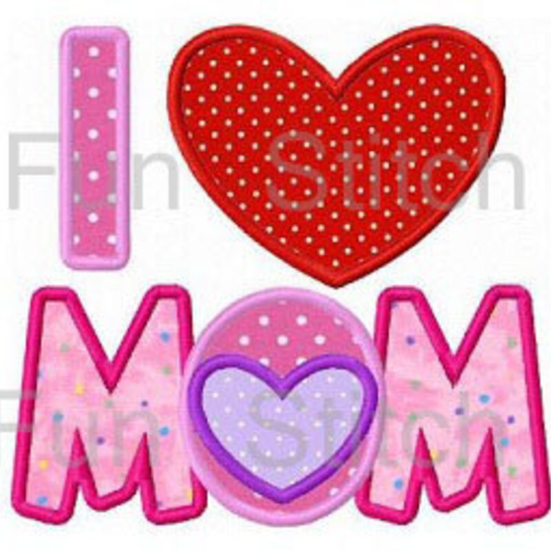 I Love Mom Applique - Etsy