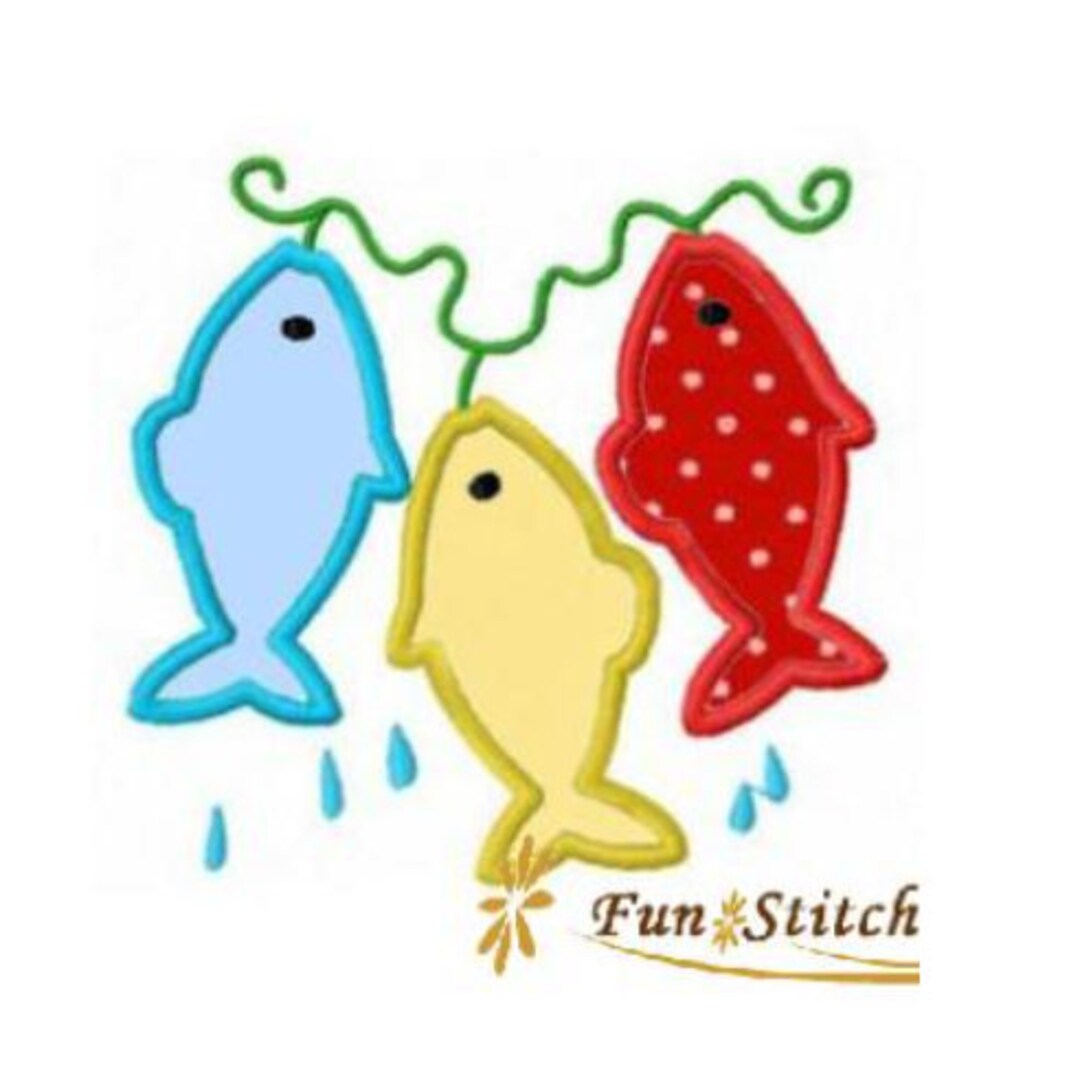 String of Fish Applique Machine Embroidery Design Digital Instant ...