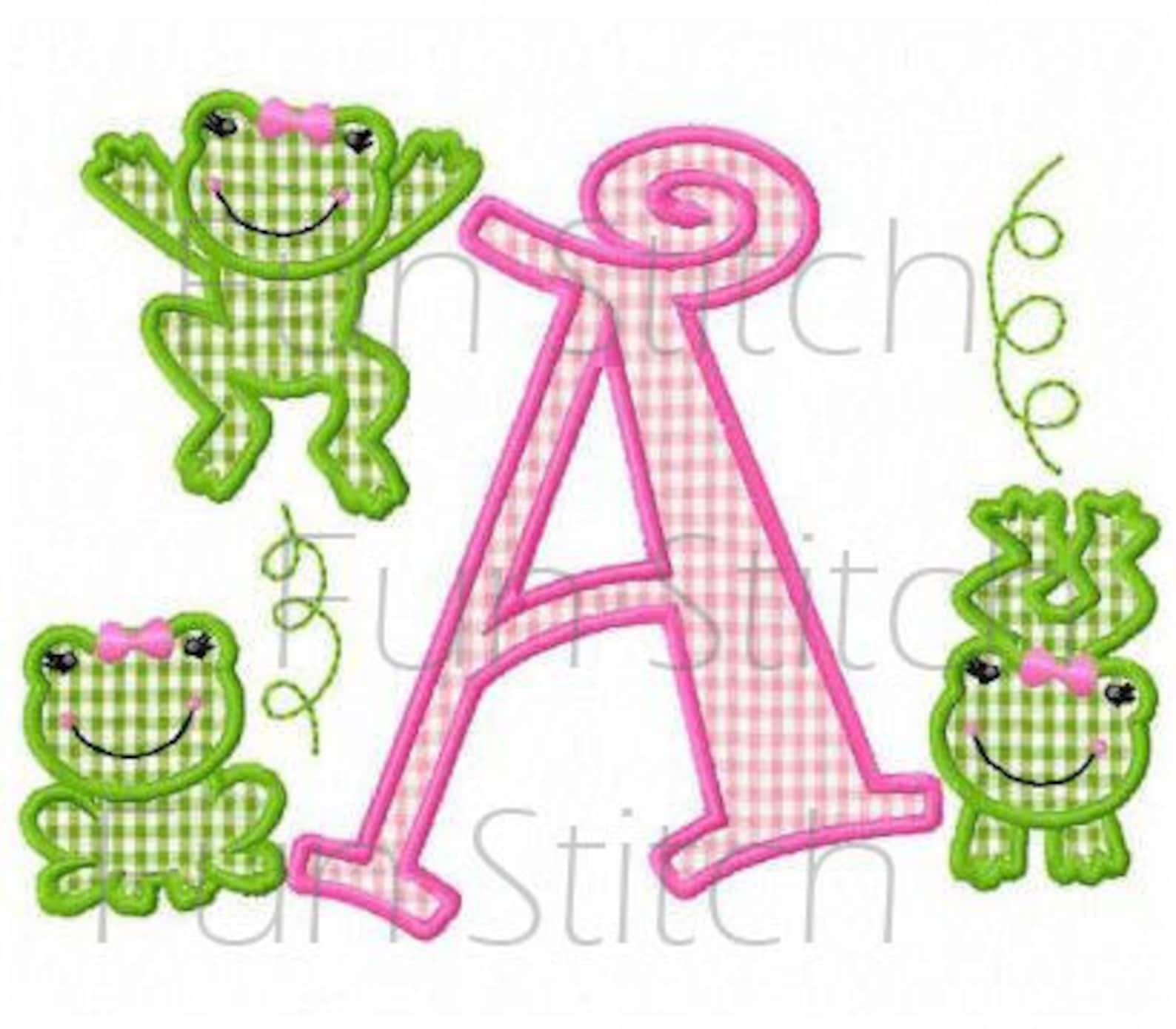 Set of 26 Frogs Letters 9 Frog Numbers Machine Embroidery Design ...
