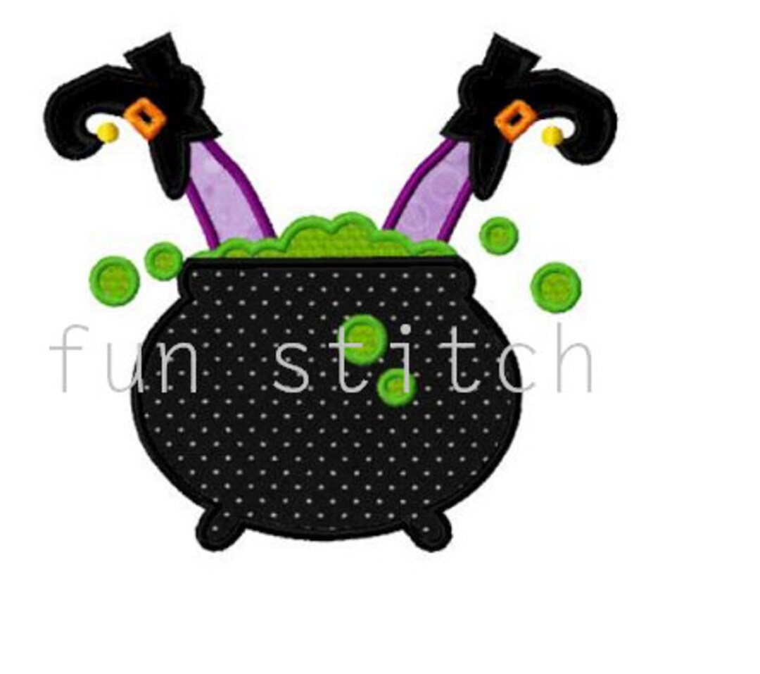 Halloween Witch Cauldron Applique Machine Embroidery Design Digital ...