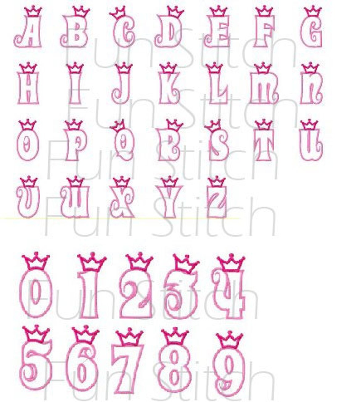 Set of 26 Princess Crown Applique Letters Font and Numbers | Etsy