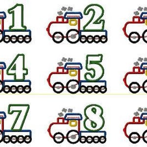 Set of 9 Train Birthday Applique Numbers Machine Embroidery Design - Etsy