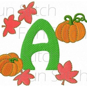 Fall Leaves Pumpkin Font Letters Machine Embroidery Design - Etsy