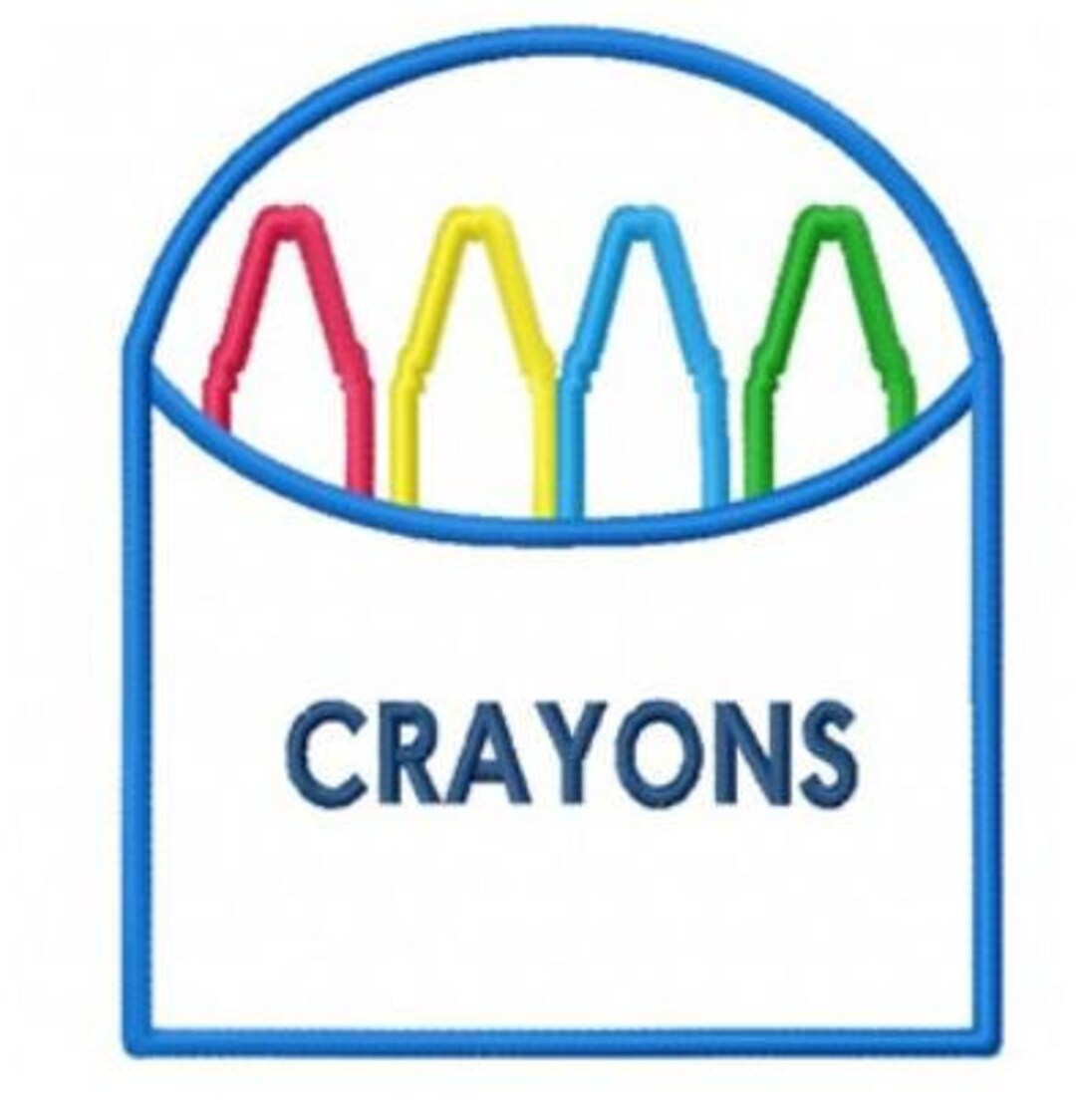School Pack of Crayon Crayons Applique Machine Embroidery Design - Etsy