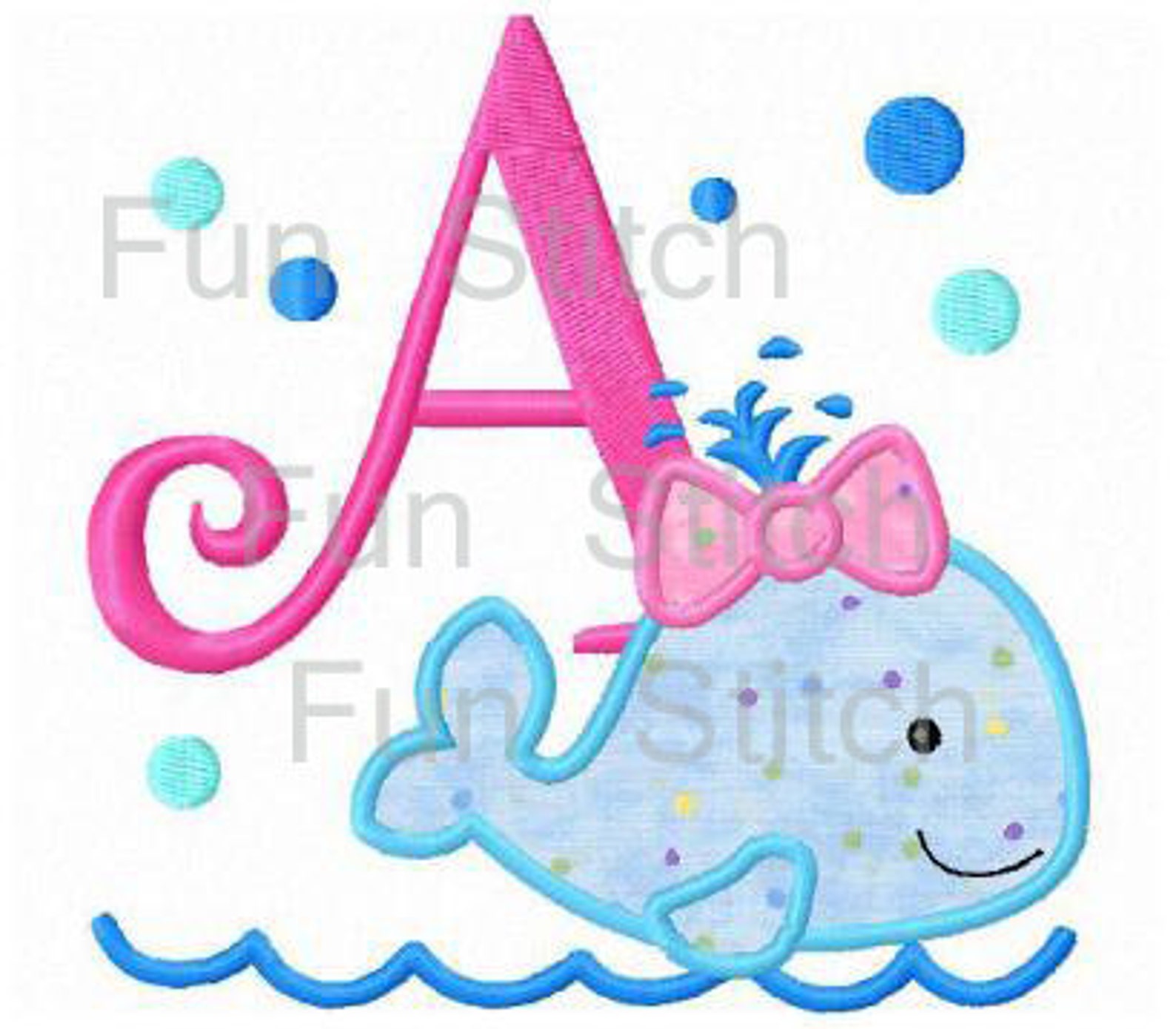 Set of 26 Girly Whale Letters Machine Embroidery Design - Etsy