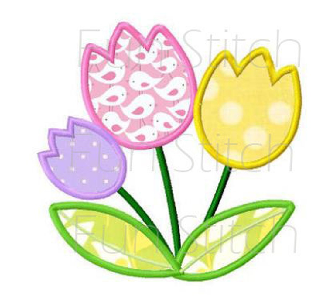 Spring Tulip Tulips Applique Machine Embroidery Design Instant Download ...