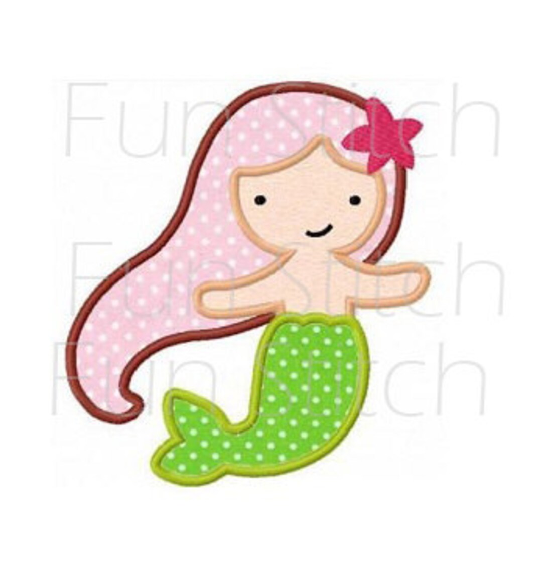 Mermaid Applique Machine Embroidery Design - Etsy