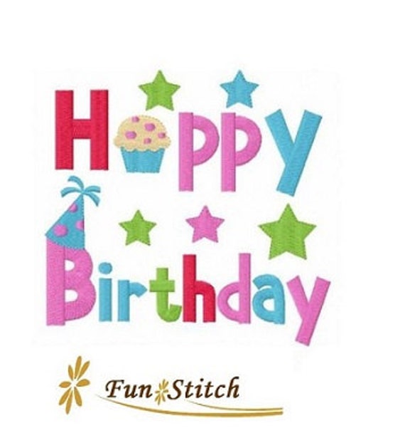 Happy Birthday Machine Embroidery Design - Etsy
