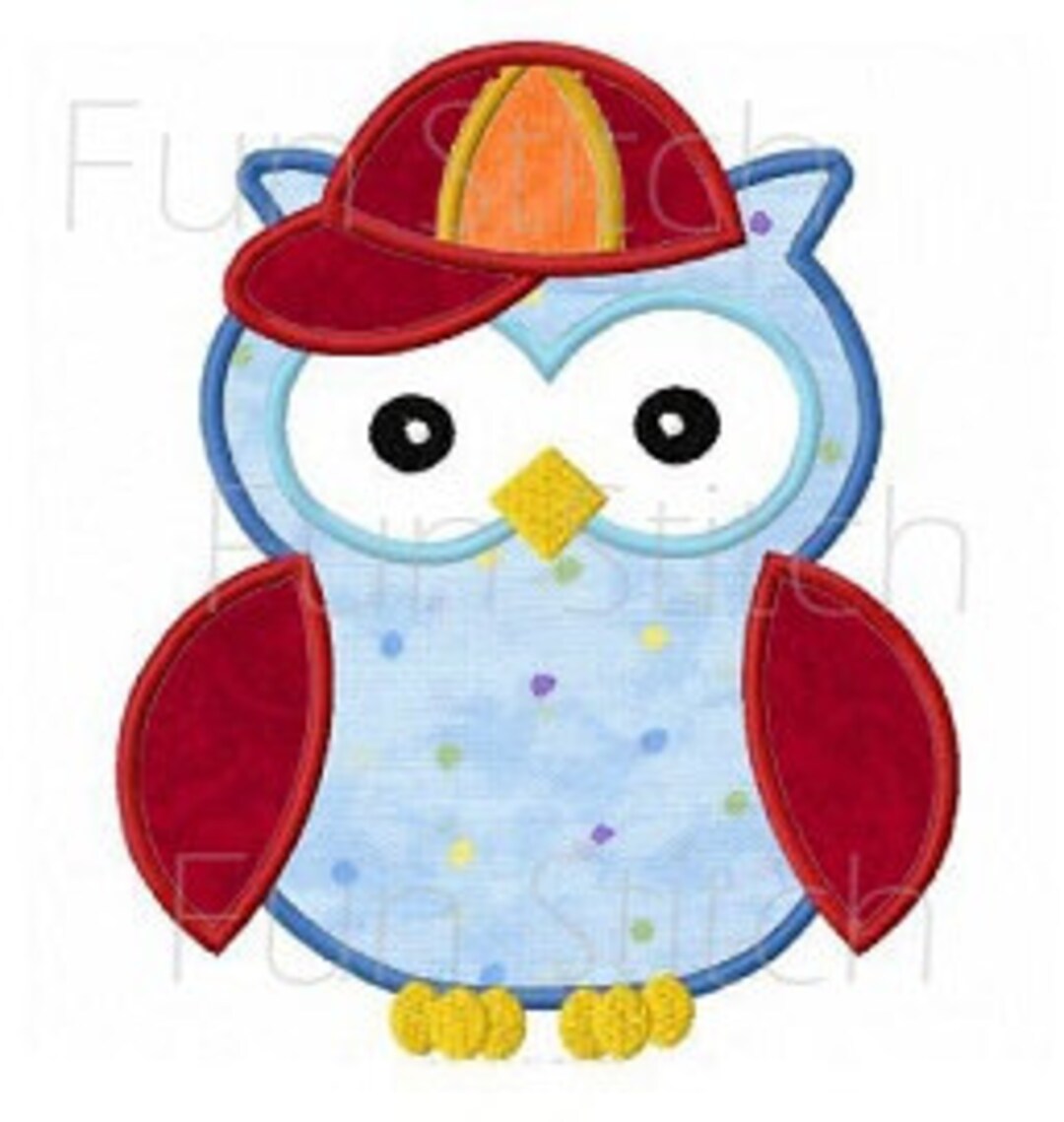 Owl With Baseball Cap Applique Machine Embroidery Design - Etsy