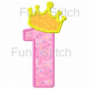 Set of 9 Princess Crown Applique Numbers Machine Embroidery Design - Etsy