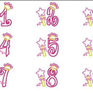 Princess Birthday Applique Numbers Machine Embroidery Designs - Etsy