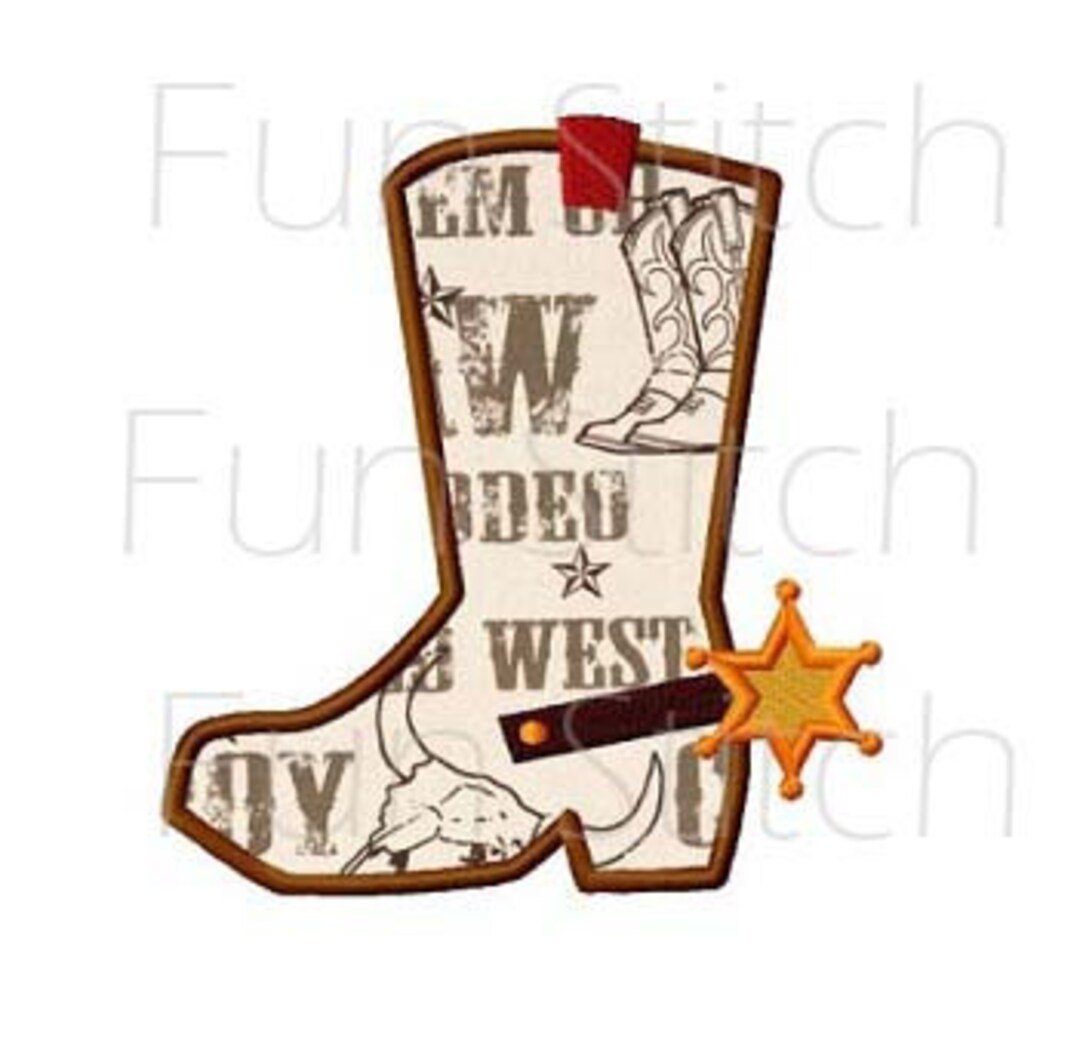 Cowboy Boot Applique Machine Embroidery Design - Etsy