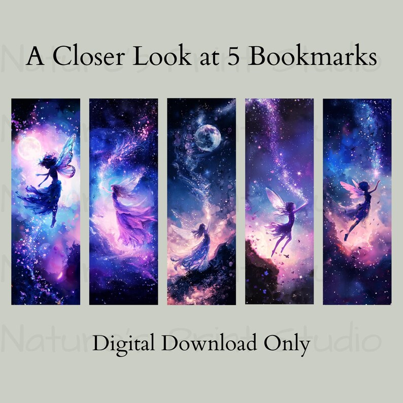 10 Stardust Fairy Bookmark Printables, Digital Downloads, Whimsical ...