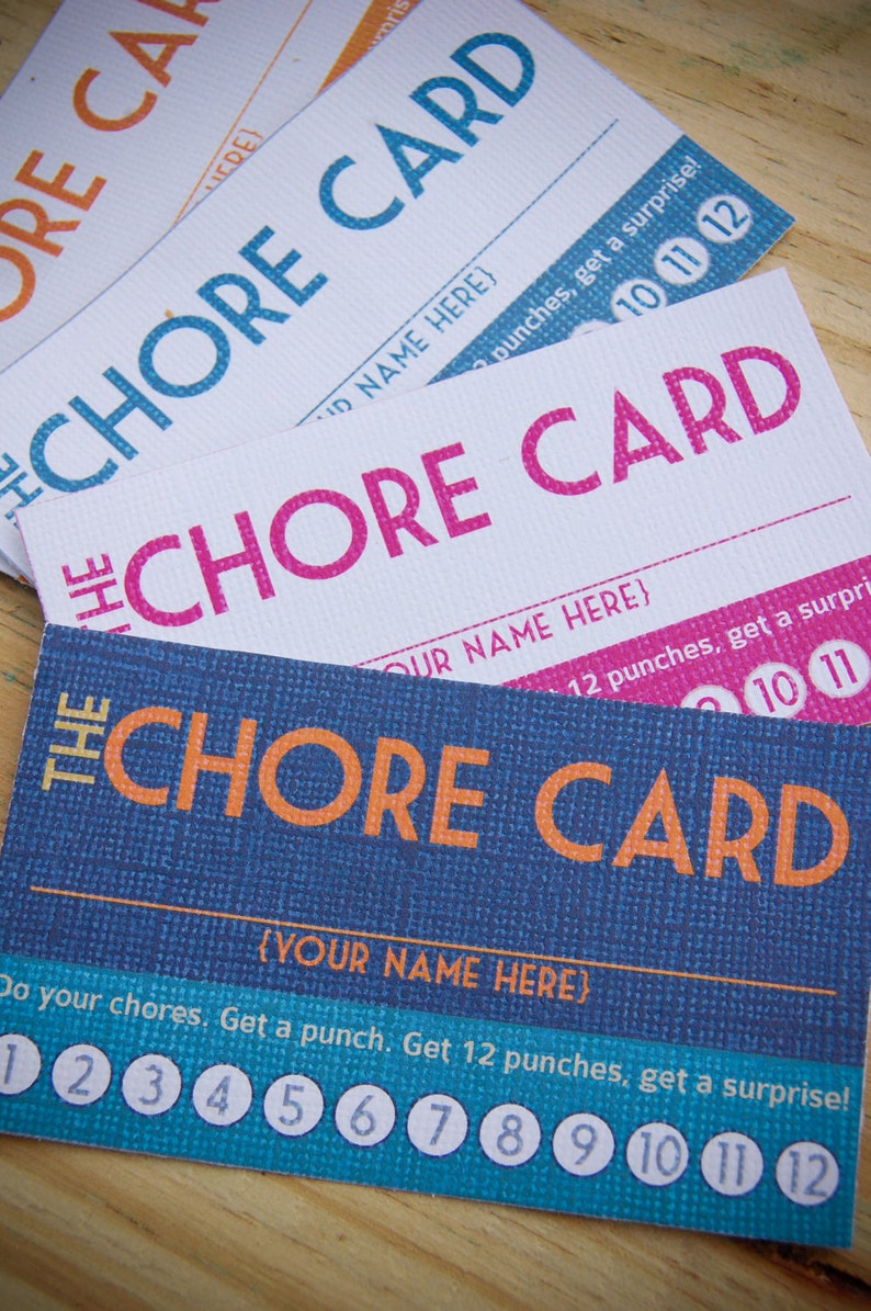INSTANT DOWNLOAD: DIY Printable Punch Cards 4 Colors, Chore Cards, Stay ...