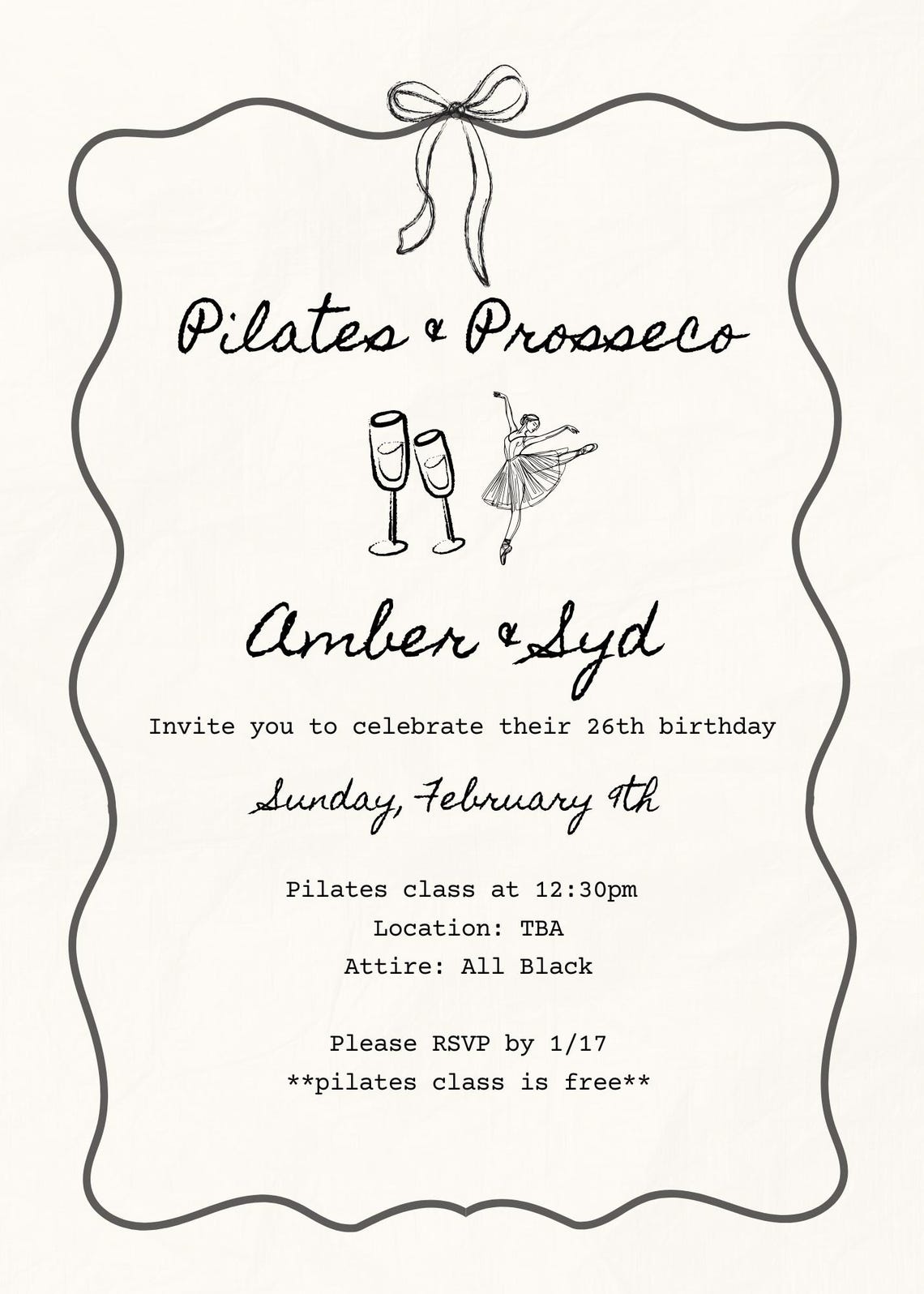 Pilates Birthday Invitation - Etsy