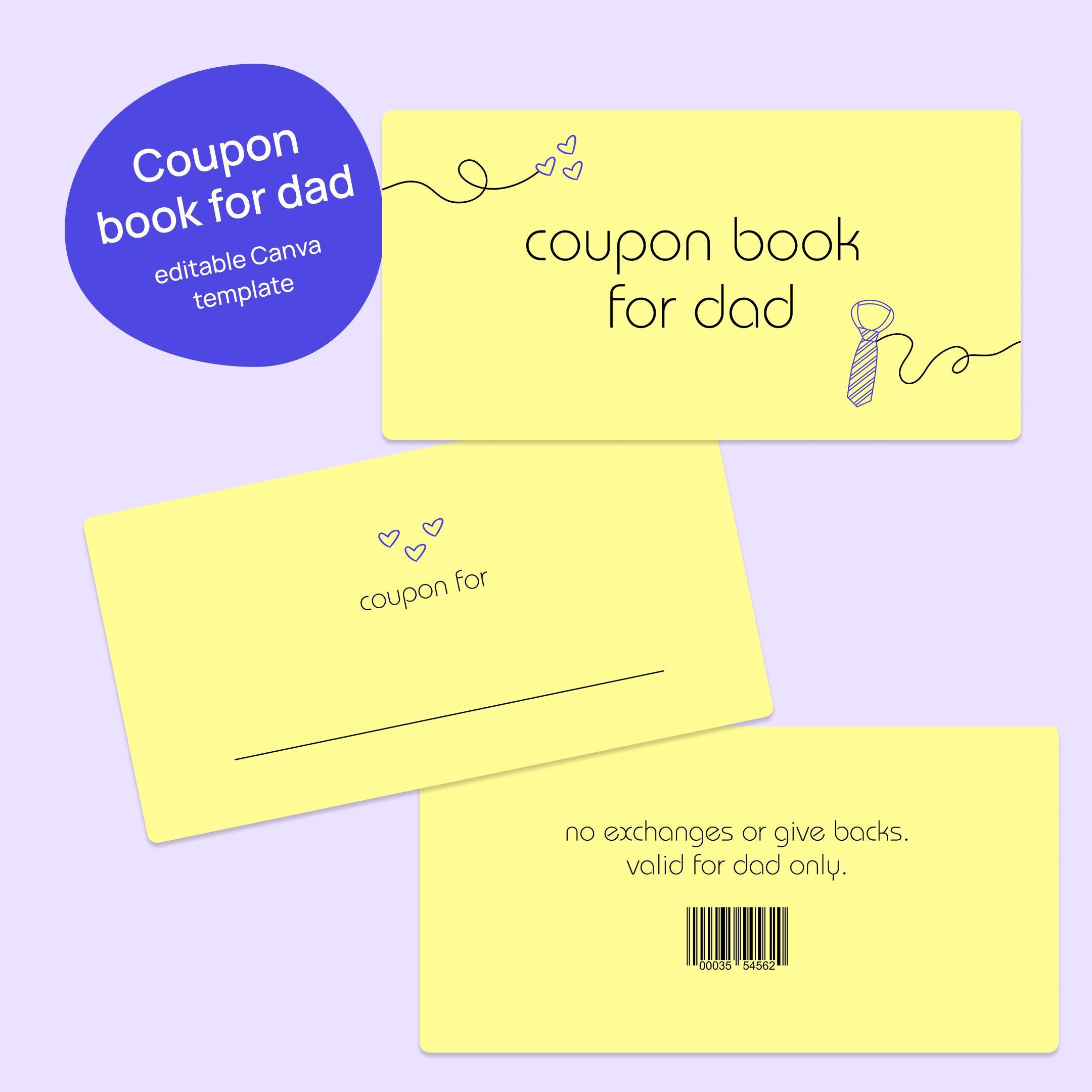 Printable Dad Coupon Book – DIY Father’s Day Gift From Kids | Editable ...